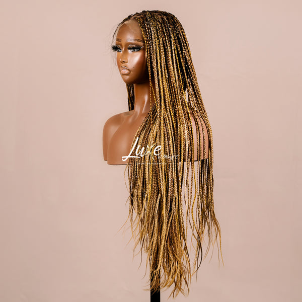 "Mimi" 24" HD Frontal Medium Knotless Box Braided Wig - Blond Mix ...